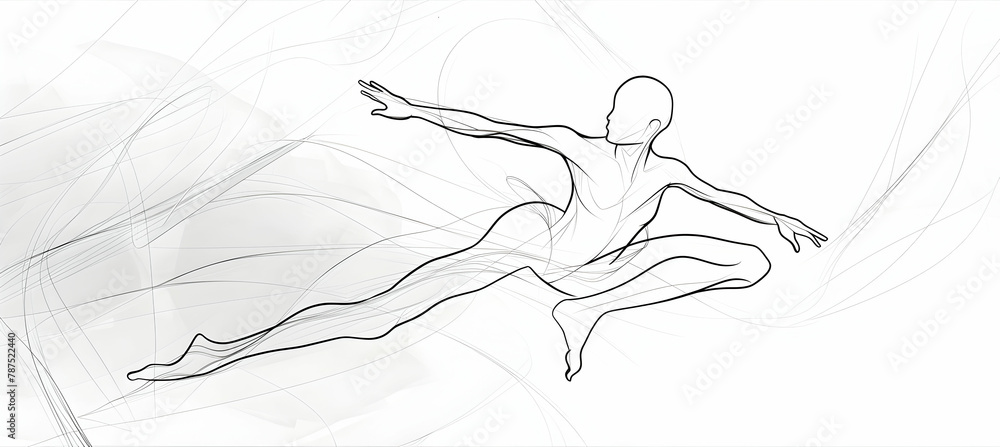 Generate a minimalist line art portrait of a dancer specializing in ...