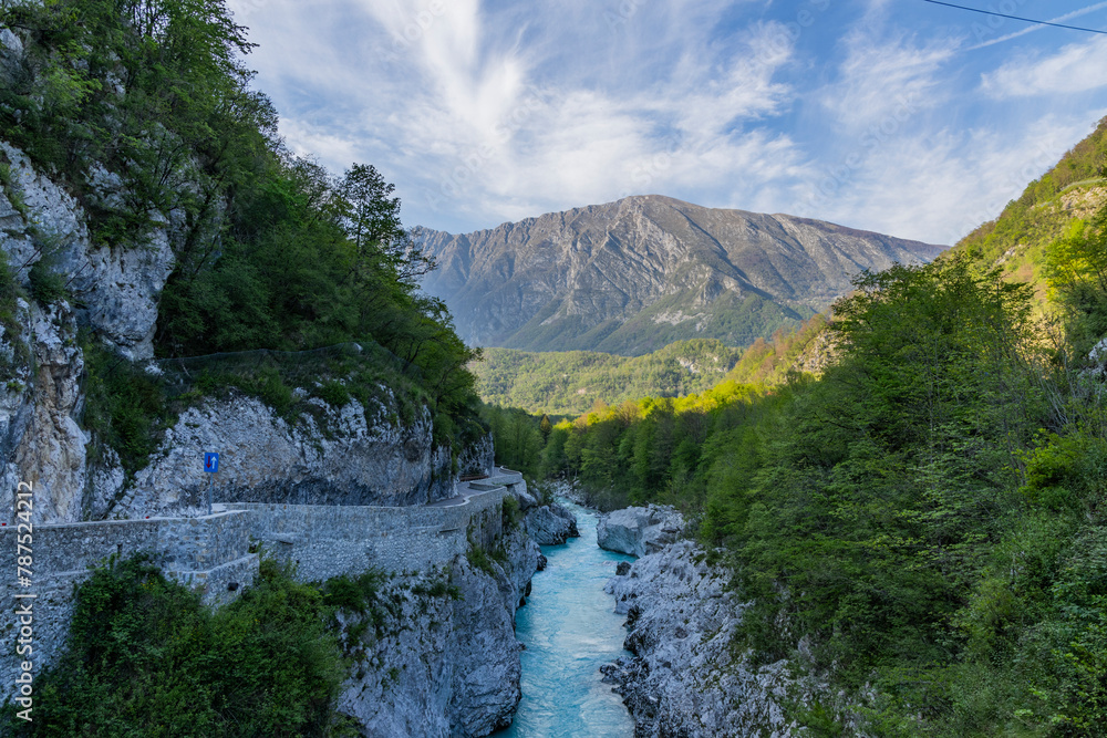 Caporetto, Slovenia. Images of the town's landscape with symbolic and ...