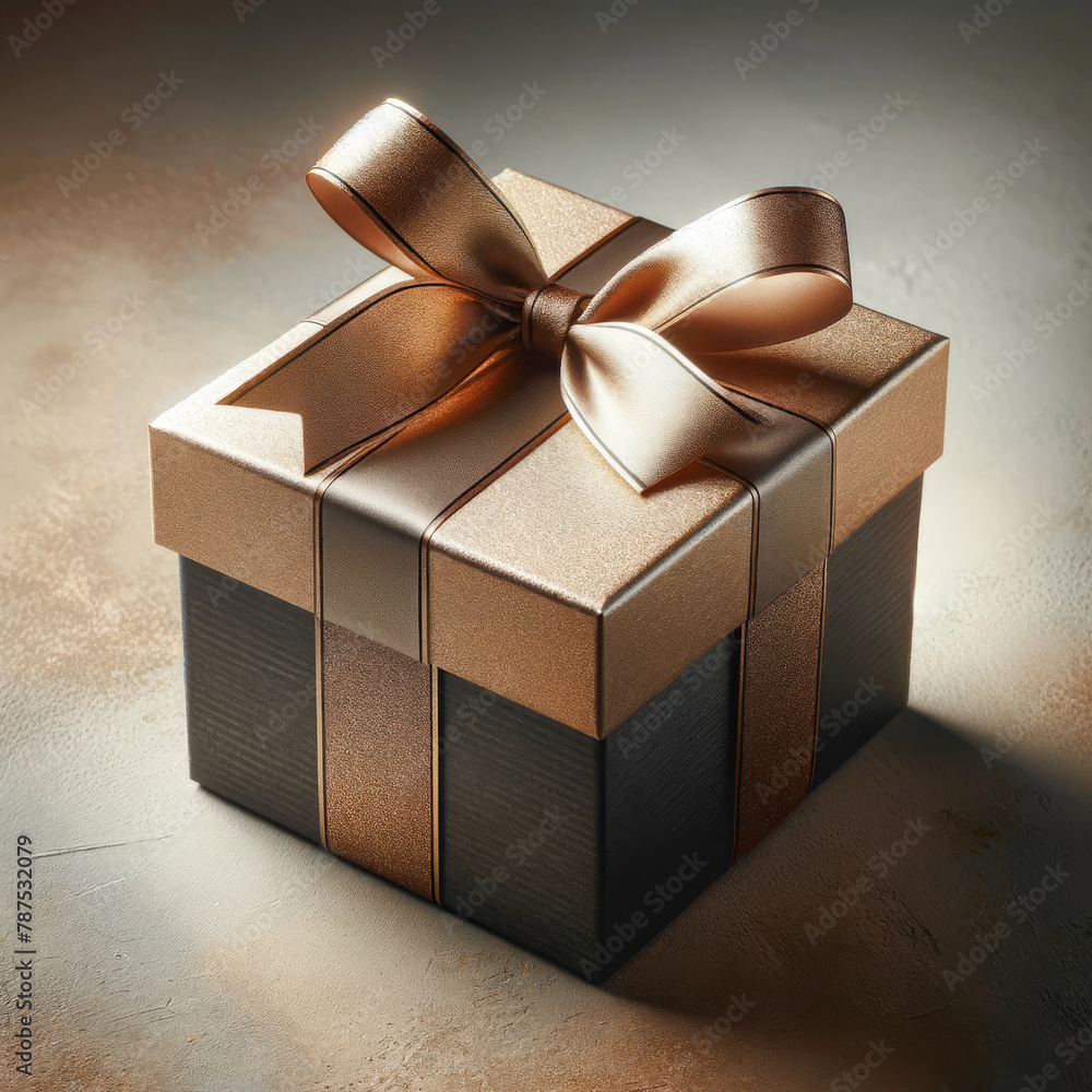 Cadeau emballé avec bolduc, format carré, idéal pour anniversaire ...
