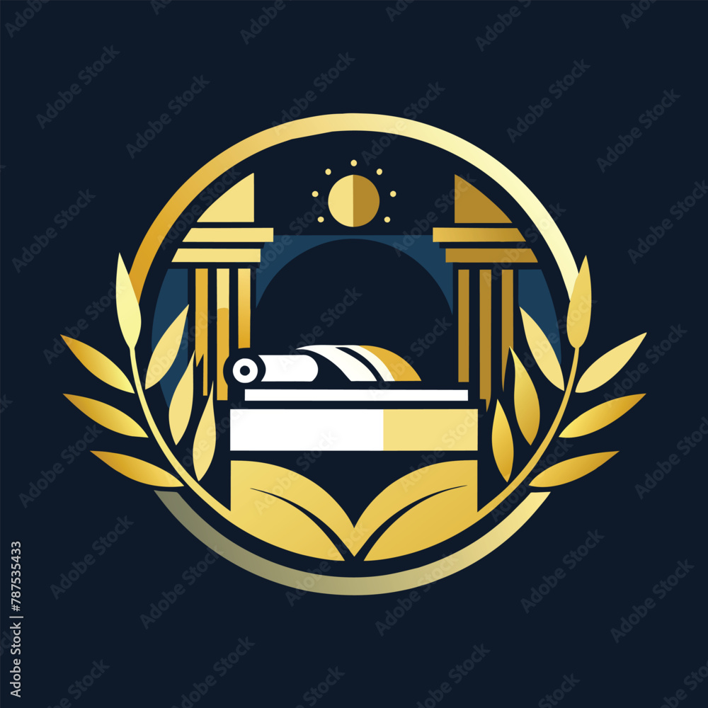 Minimalist logo design for a hotel, featuring a stylized bed symbol, A ...