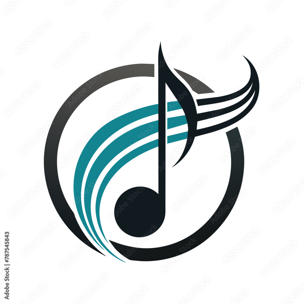A music note with a treble symbol in the middle, designed in a ...