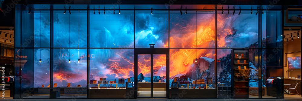 Art on a transparent OLED window display, Immersive interactive digital ...