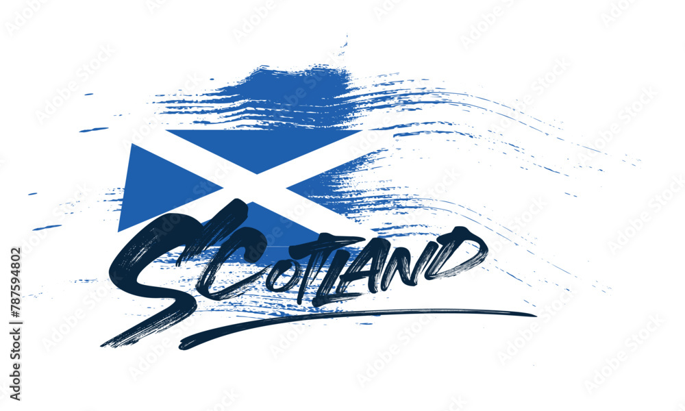 Flag of Scotland in rounded grunge brush stroke. Vector illustration ...