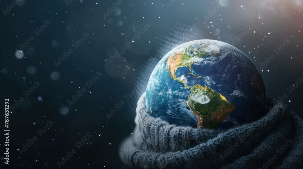 An illustration of Earth wrapped in a thick blanket, with the blanket ...