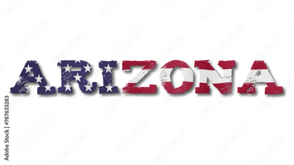 Arizona Text with USA Flag Waving Inside. Seamless Loop Animation on ...
