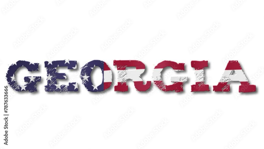 Georgia Text with USA Flag Waving Inside. Seamless Loop Animation on ...