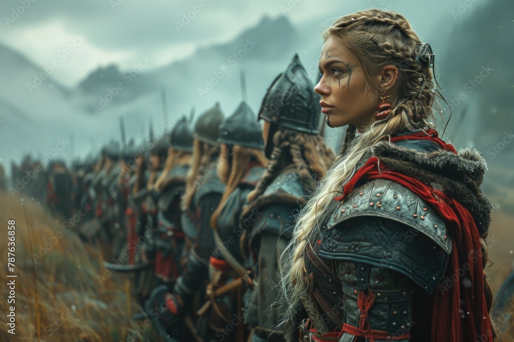 Portrait of a Slavic woman warrior in chain mail: depicting a strong ...