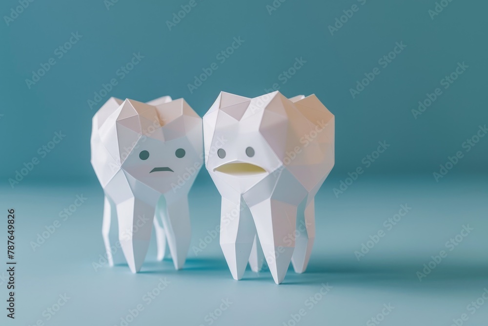 Paper cartoon depicting impacted wisdom tooth and healthy tooth Wisdom ...