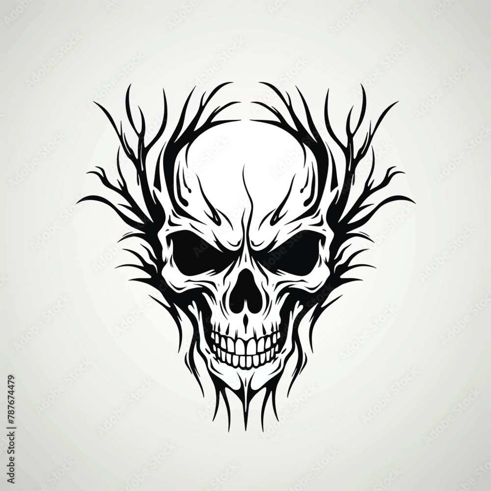Primate skull ring drawing on hand design halloween skull decor human ...
