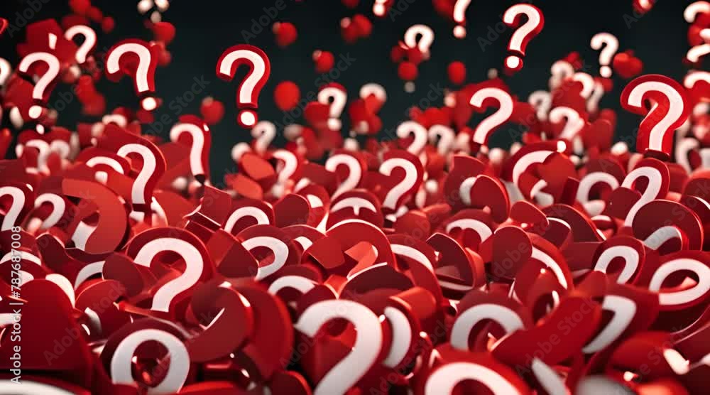 Cascading Enigma: Surreal Visual of Falling Red Question Marks ...