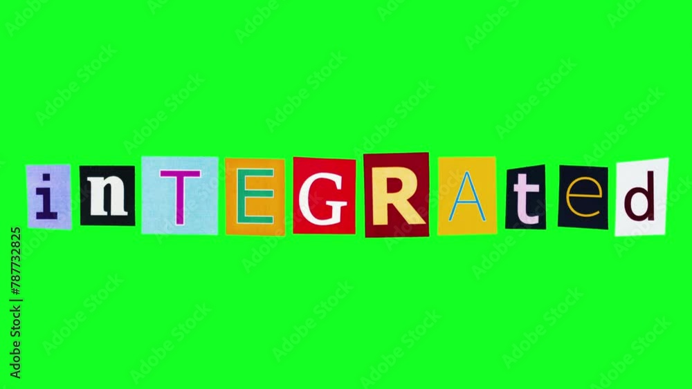 Integrated title in cartoon style animation with funny cut letters on ...