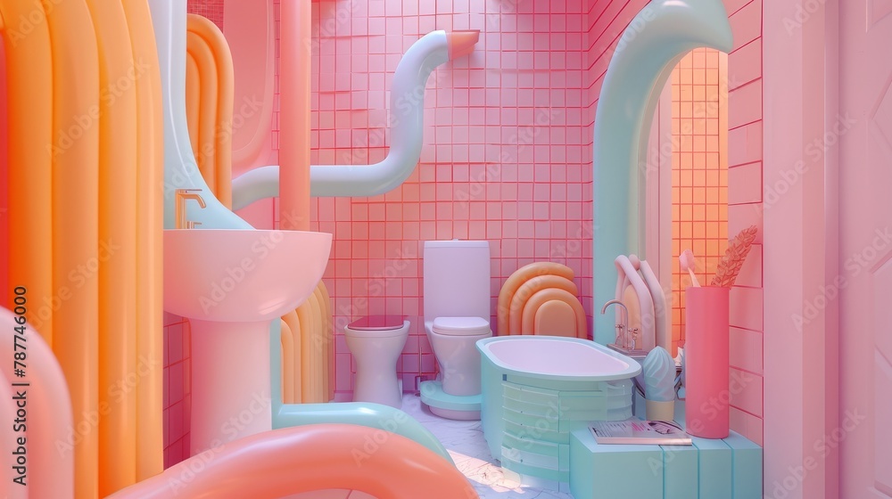 Playful visuals of bathroom etiquette quotes, intertwined in a ...