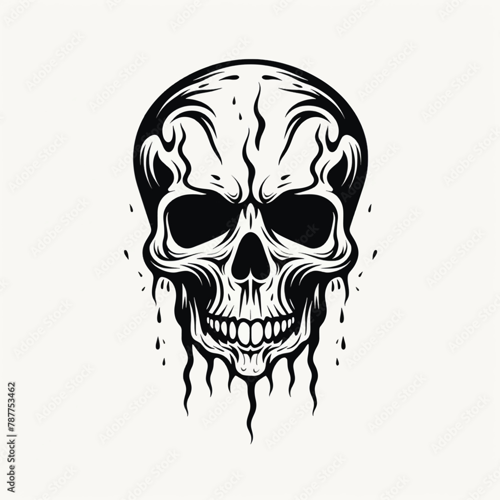 Hand drawing colour skeleton hand middle finger flamingo skull python ...