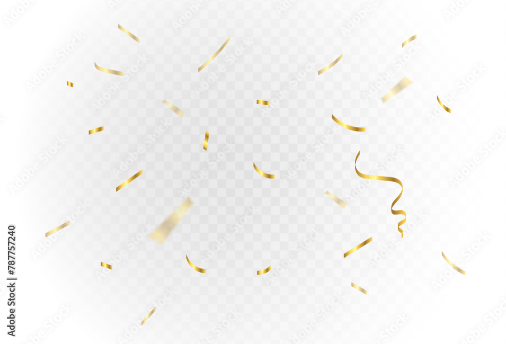 Confetti explosion on a transparent background. Shiny shiny golden ...