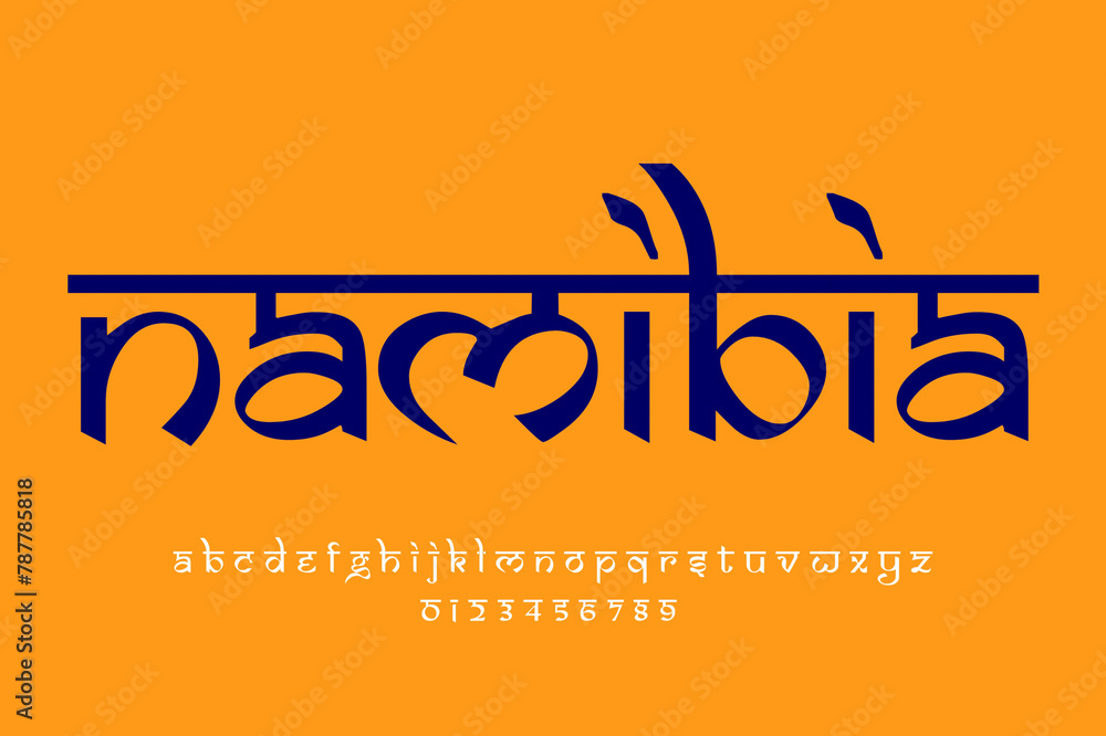 country Namibia text design. Indian style Latin font design, Devanagari ...