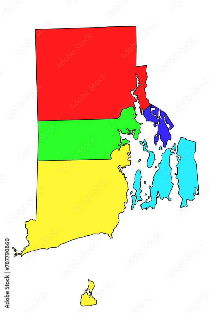 Rhode Island administrative map. counties map of Rhode Island with ...