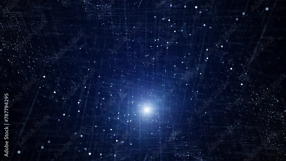 Digital shining dark blue computer network lines loop motion with ...