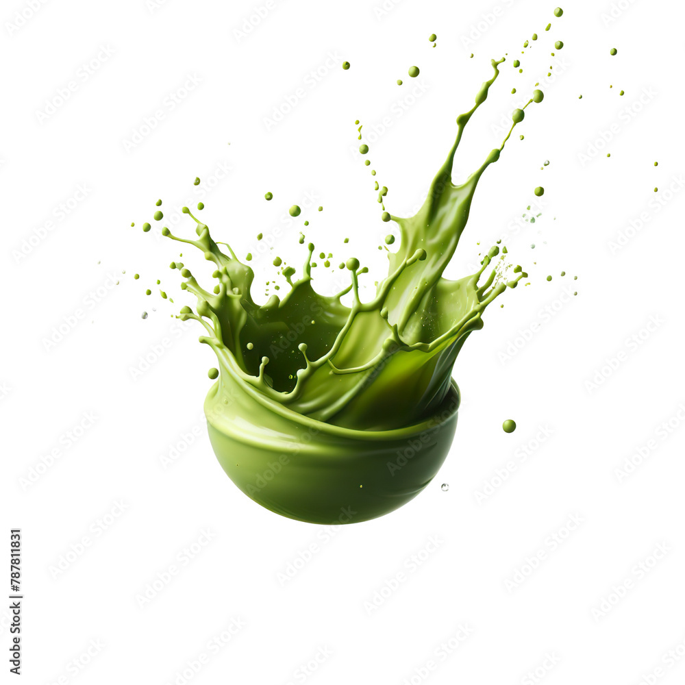 matcha splash on white background simple with drops in high resolution ...
