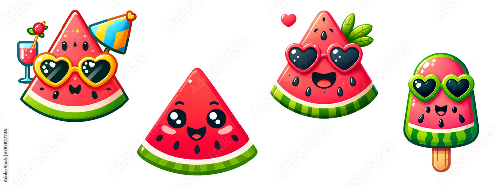 Cute summer watermelon slice collection. Summer stickers, summer ...