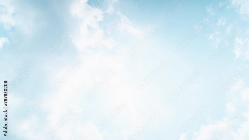 4K Blue sky white clouds. Puffy fluffy white clouds. Cumulus cloud ...