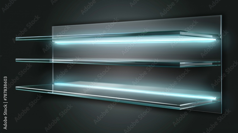 Shelf with backlight and ice rack isolated on transparent background ...