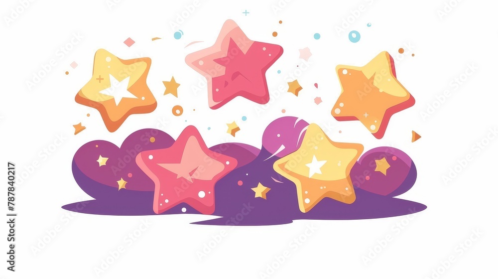 The gold star feedback model banner. Illustration of a positive review ...