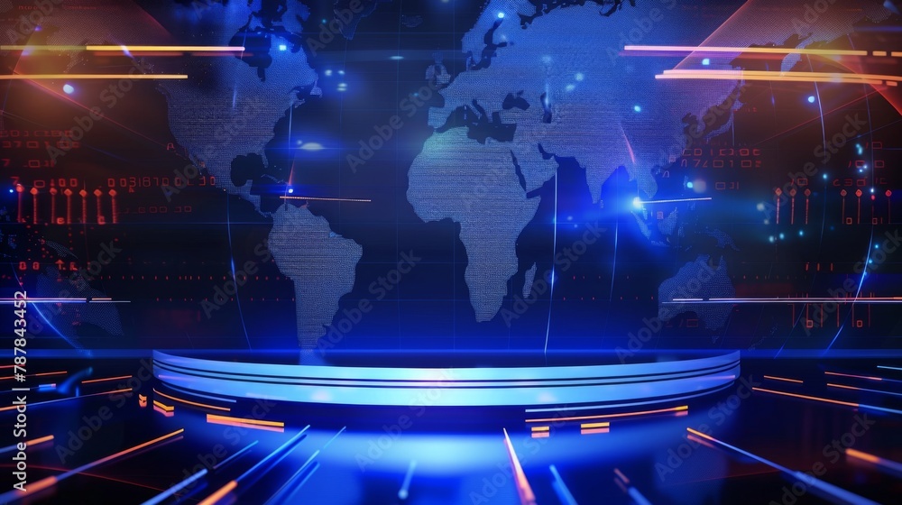 3D World News Background, digital world breaking news Studio Background ...