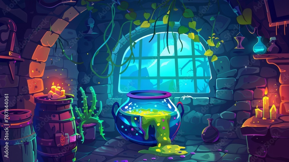 Posters with a witch party theme for Halloween parties. A cauldron ...