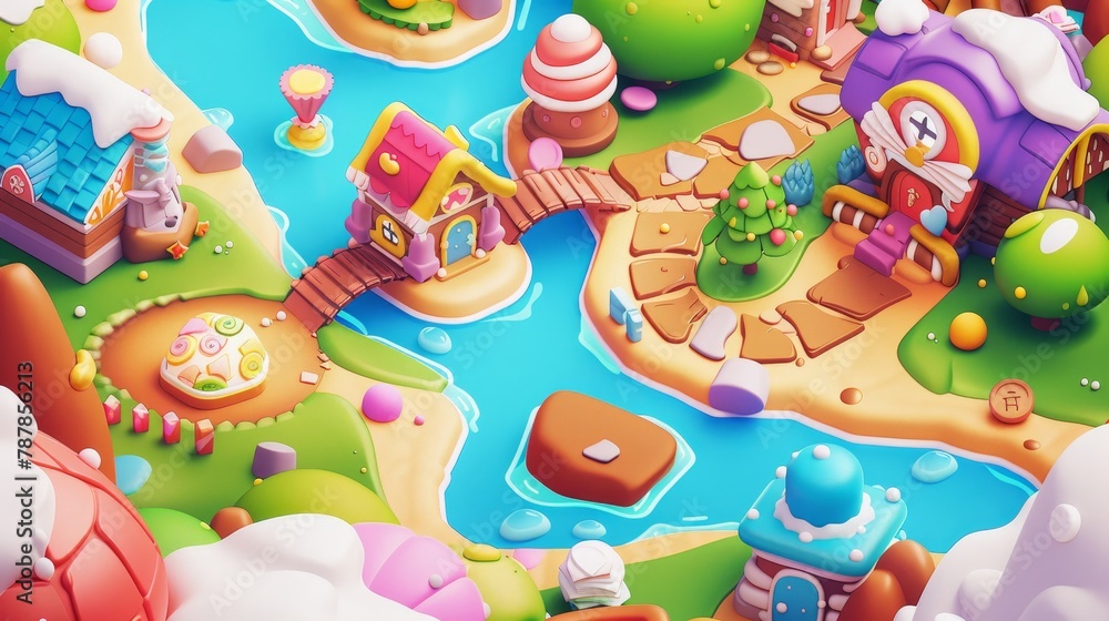 The candy land mobile game map is an illustration for a mobile game ...
