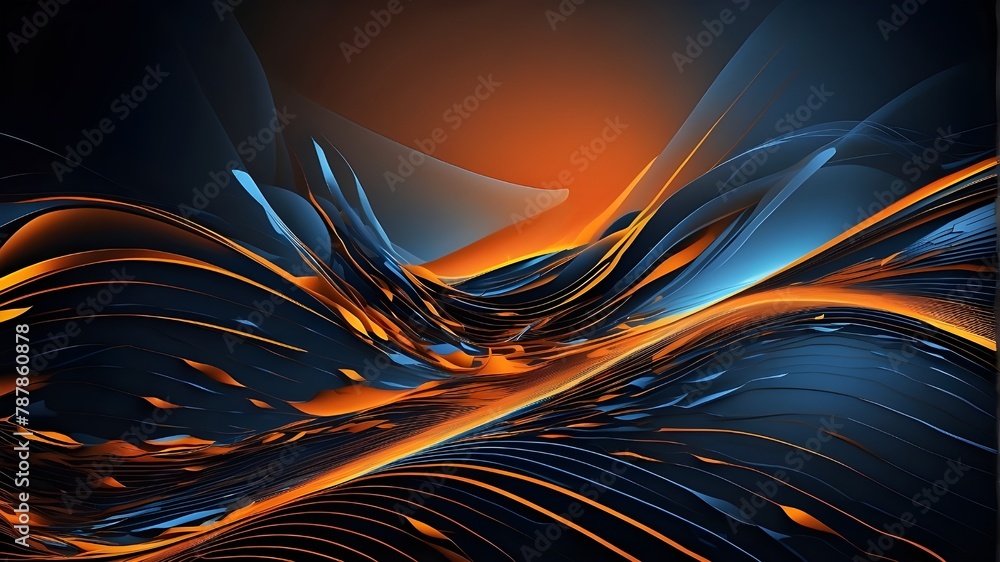 Abstract high definition desktop wallpaper. Shining crossing lines with orange and blue ...