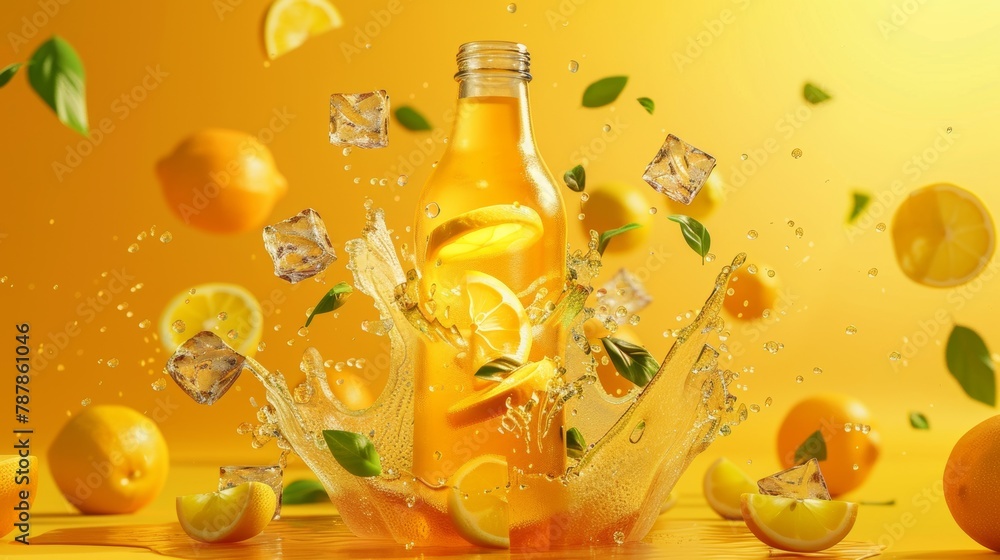 An iced lemon tea banner ad with bold title on yellow background Icon ...