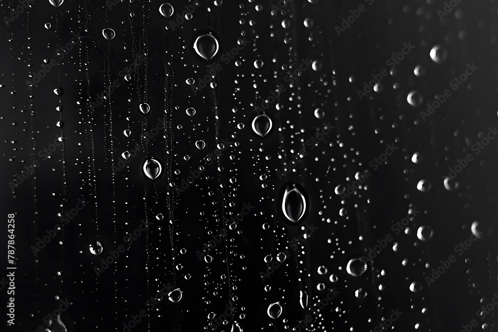 Atmospheric minimal grayscale backdrop with rain droplets on glass. Wet ...