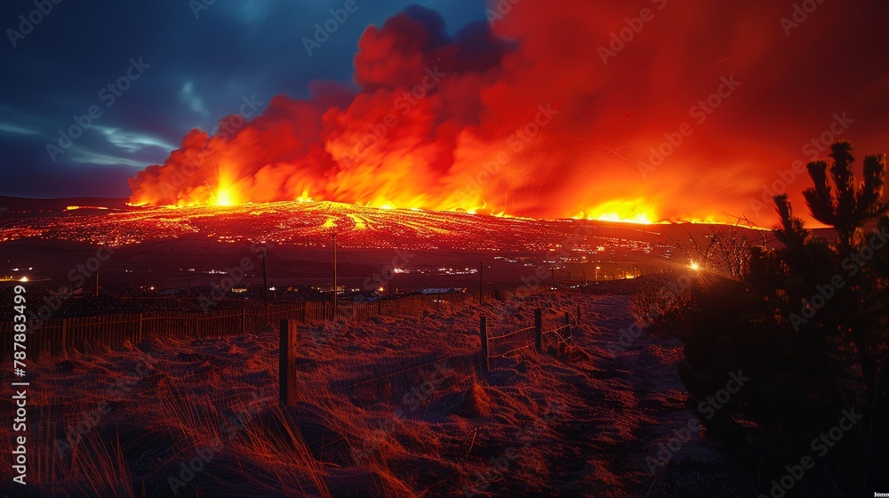 Ember wyrm, volcanic birth, dragon of fire and ash, distant eruption ...