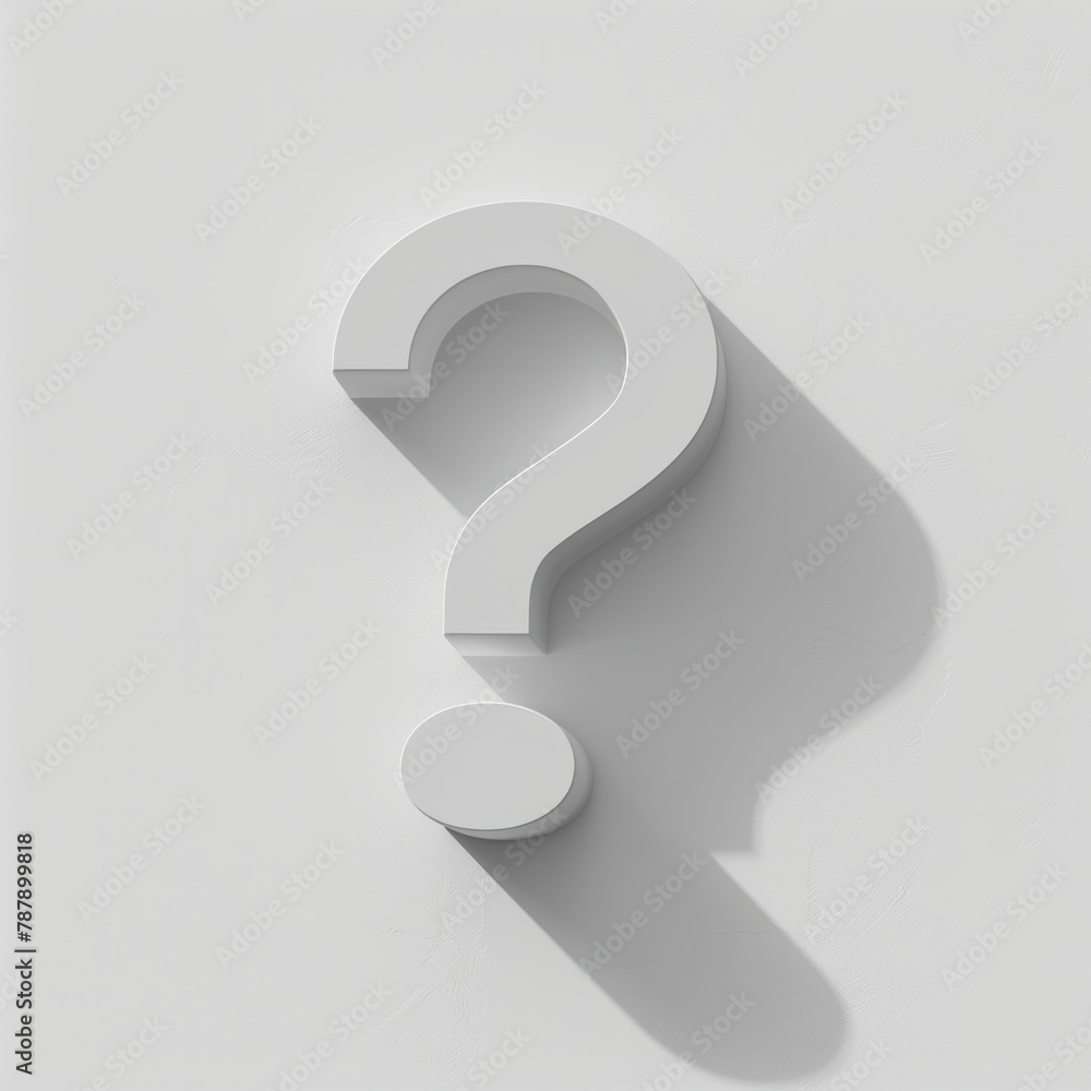Design a 3D icon depicting a bold, standalone question mark, AI ...