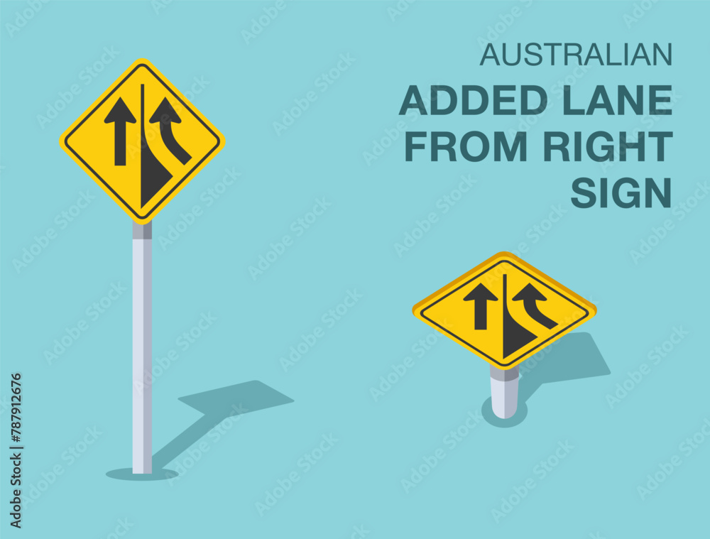 Traffic regulation rules. Isolated Australian "added lane from right ...