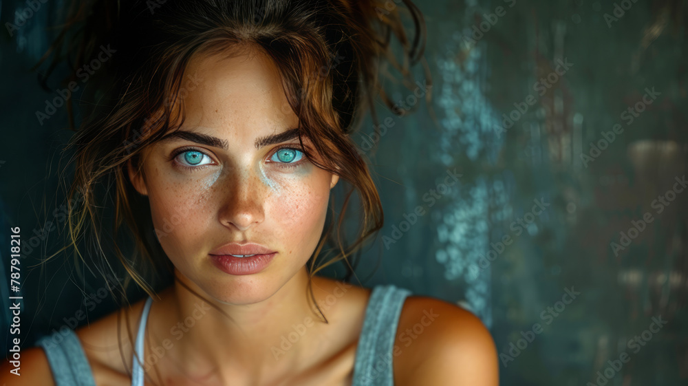 sad scared woman with big bruise under eye because of being beaten look ...