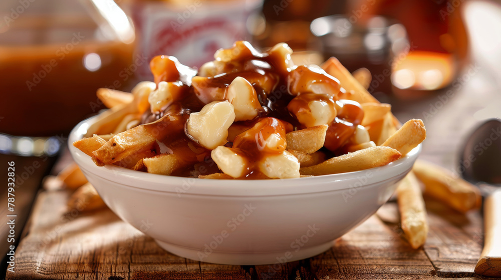 Classic Canadian Poutine with Cheese Curds and Gravy Stock Photo ...
