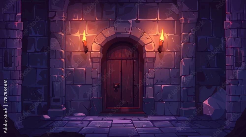 Dark ancient fantasy palace corridor interior illustration underground ...