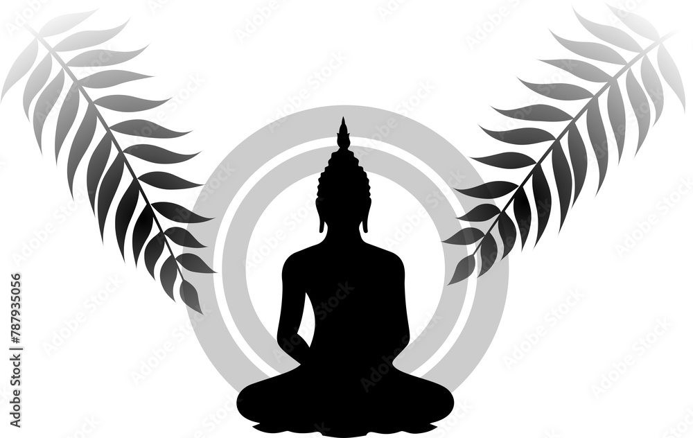 Papercut style buddha or guru purnima cultural background with leaves ...