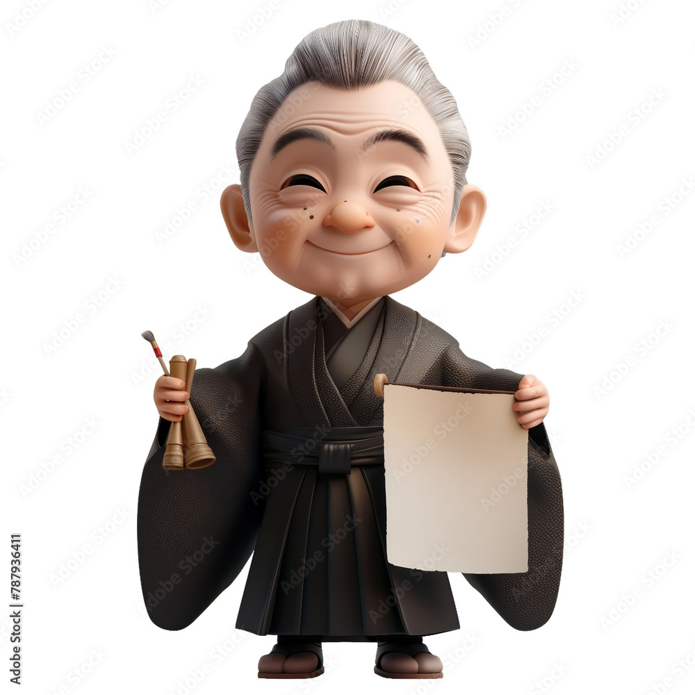Cute Japanese priest on transparent background. World religions and ...