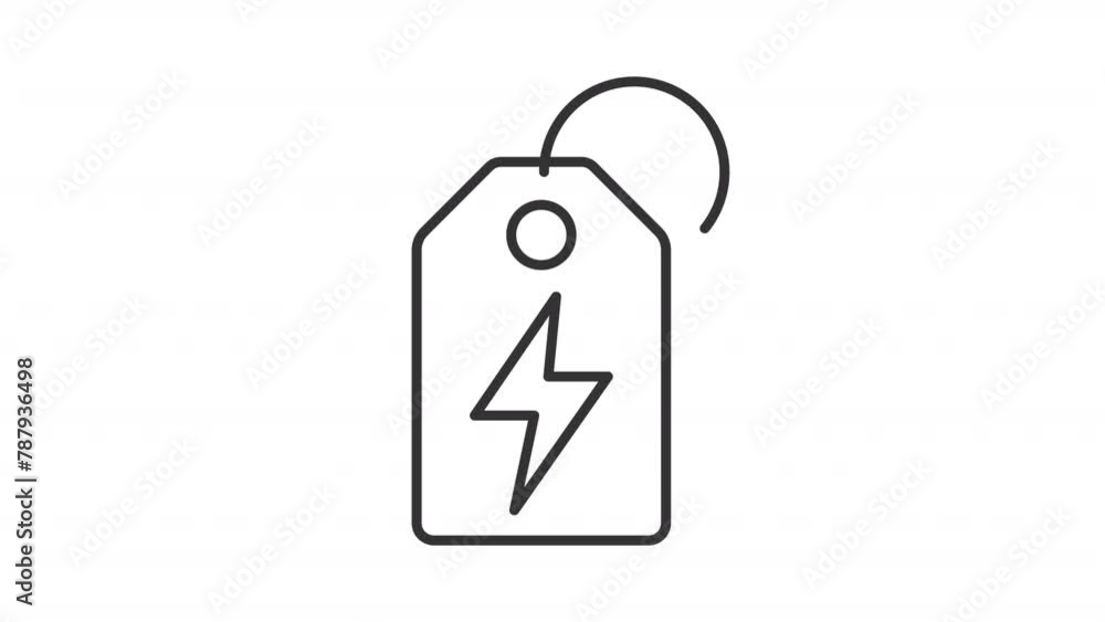 Flash sale line animation. Animated price tag with lightning bolt icon ...