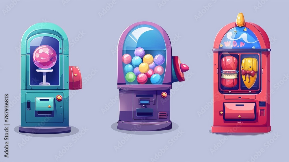 Candy vending machine with gum ball modern. Vintage isolated bubble gum ...