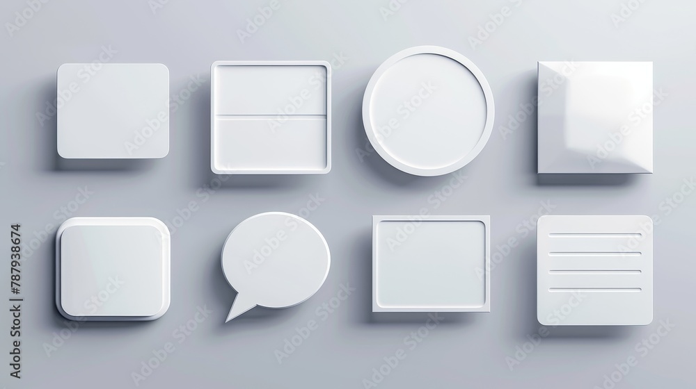 An illustration of 3D speech boxes with shadows on a realistic ...