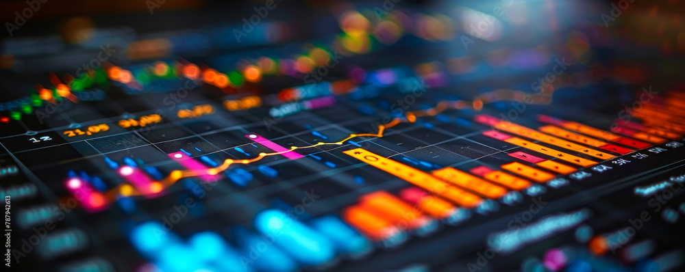 reviewing financial data projections growth digital graphs corporate ...