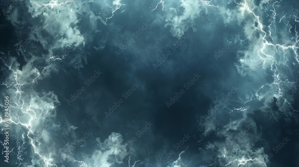 Thunder light glow background electric frame. Smoke cloud and neon ...