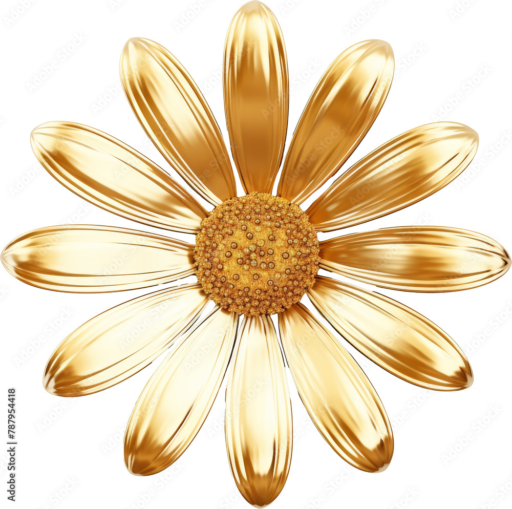 daisy flower made of gold,golden daisy flower isolated on white or ...