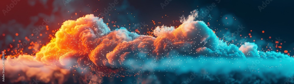 Cloud computing connectivity visualized with nodes and data paths on a ...