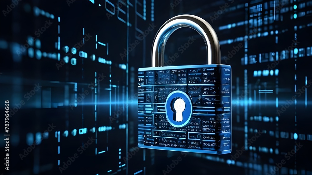 Safe Internet, Blue Background: Digital Safety and Protection ...