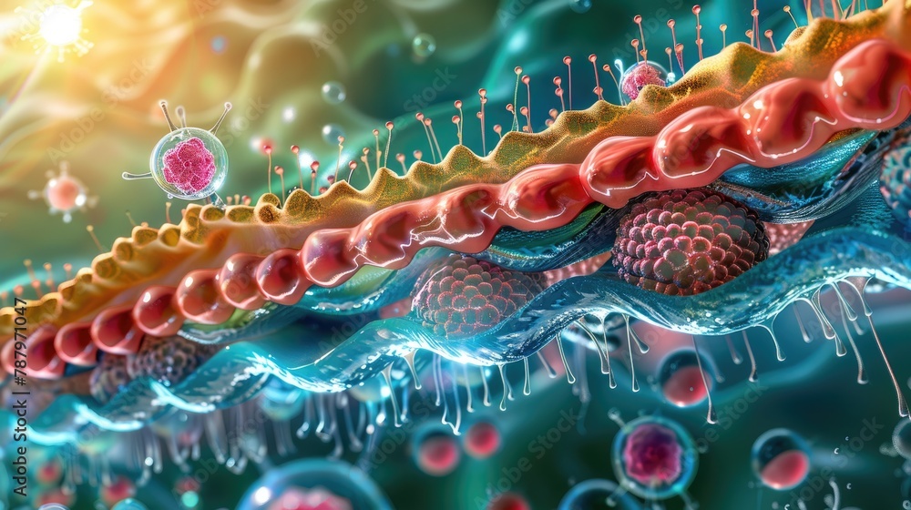 A vibrant depiction of the lipid layers within skin cells, illustrating ...