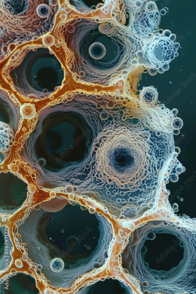 A close-up view of a cluster of healthy human skin cells, showing the ...